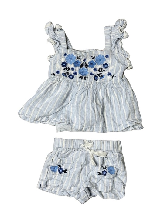 Max Studio | Matching Sets | Max Studio Light Blue White Striped Floral ...
